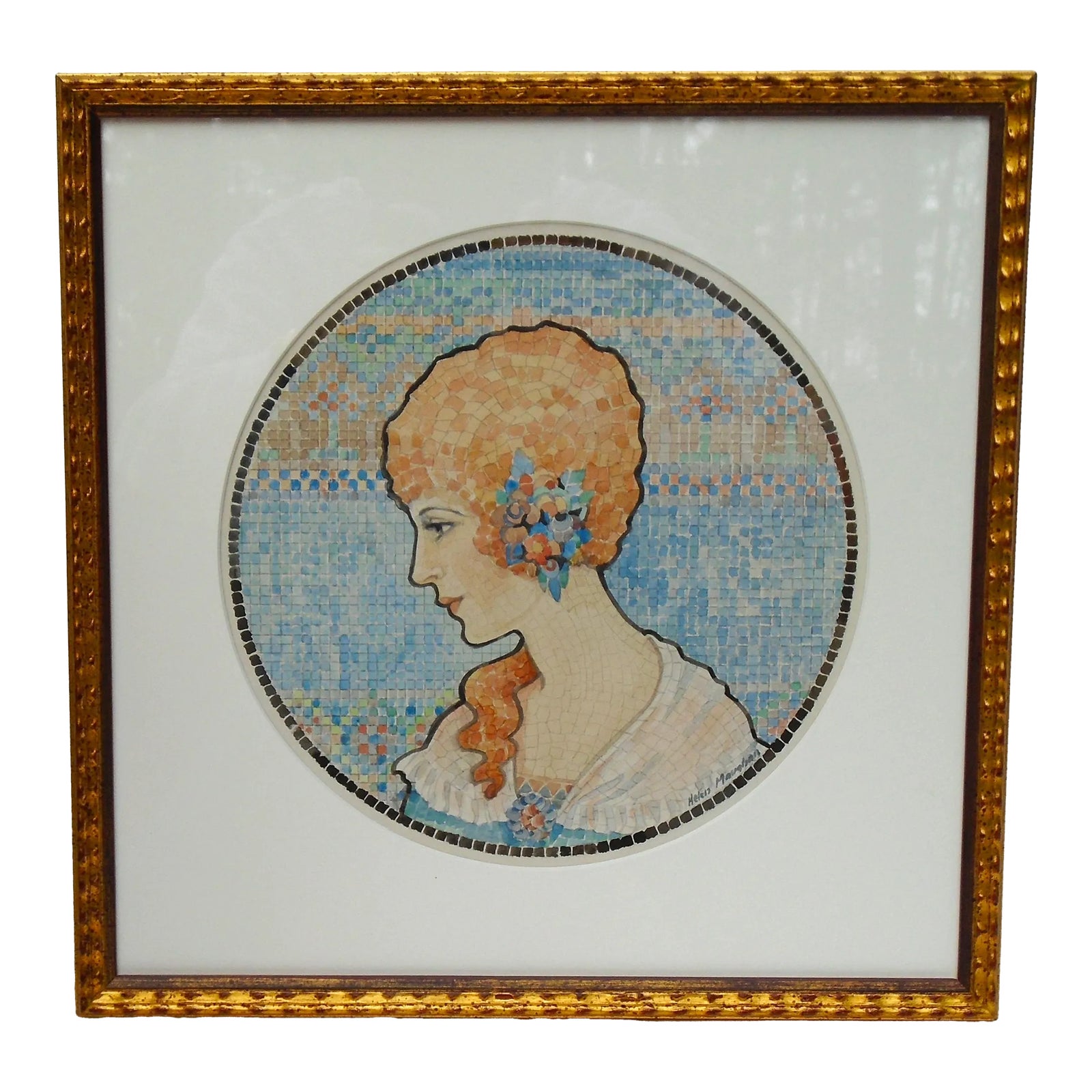 "The Mosaic Lady", Original Watercolor Painting in the Art Nouveaux ...