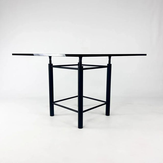 Postmodern Dining Table in Steel and Thick Glass, 1980s | Chairish