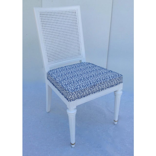 Vintage White Neoclassical Double-Caned, Straight-Back Dining Chairs ...