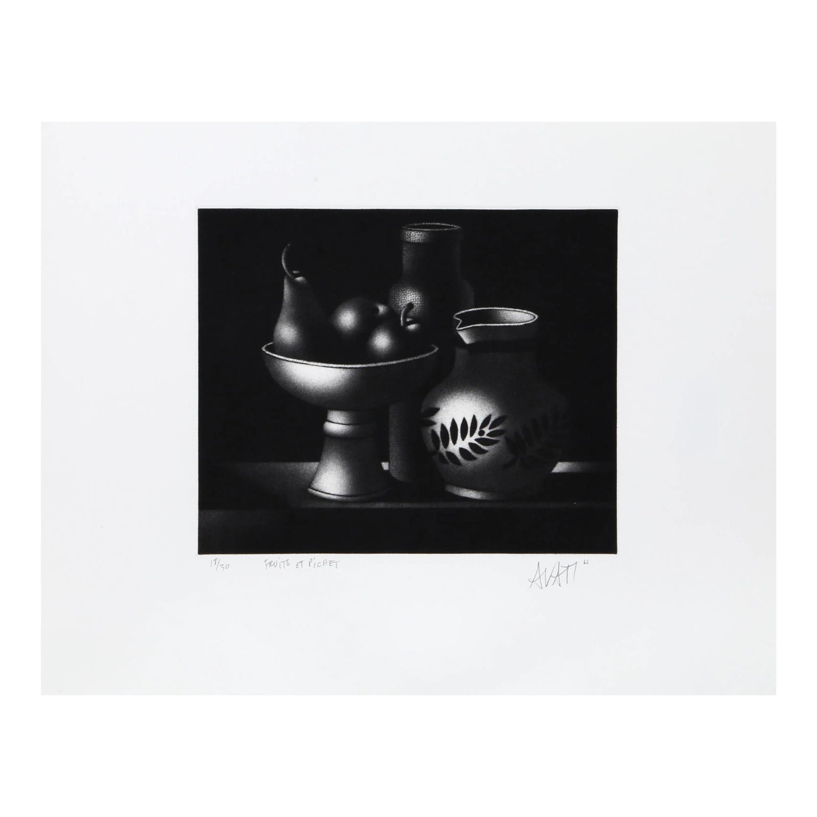 Mario Avati, Fruits Et Pichet, Mezzotint | Chairish
