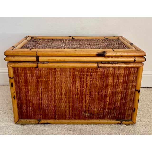 Vintage Bamboo and Woven Rattan Storage Trunk | Chairish