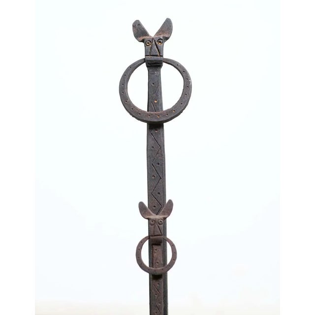 Vintage Primitive Forged Iron Dog Head Andirons- a Pair | Chairish