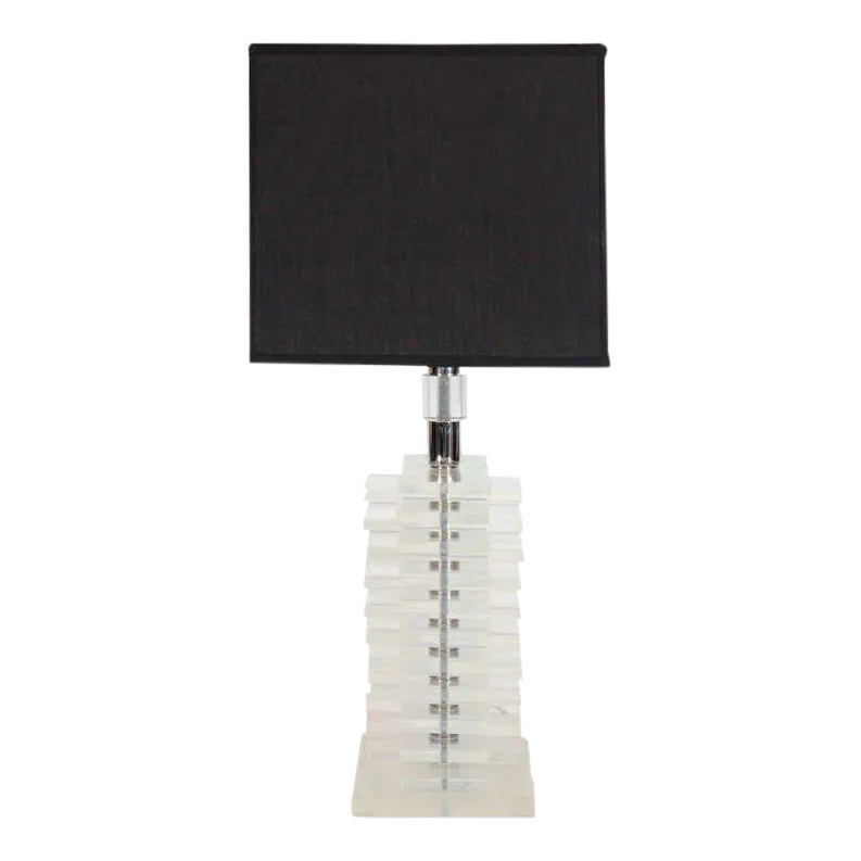 Modernist Stacked Lucite Lamp | Chairish
