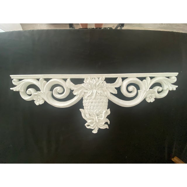 Vintage Chinoiserie Coastal Pineapple and Hibiscus Wall Pediment | Chairish