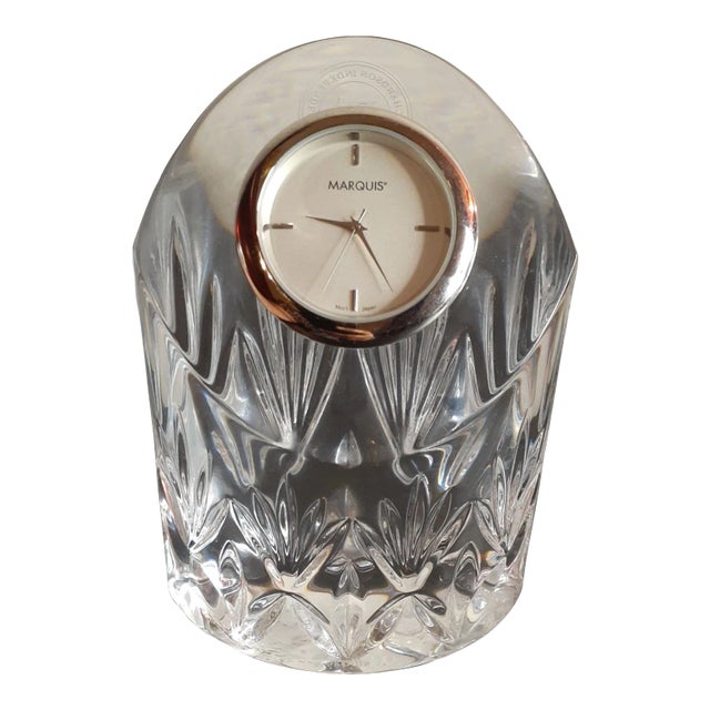 1980s Marquis Waterford Crystal Caprice Desk Paperweight Clock | Chairish