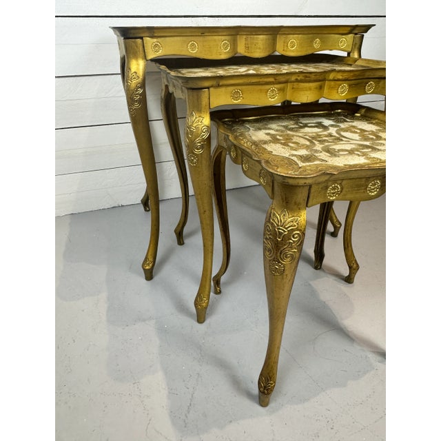 Vintage 1950s Florentine Gold Nesting Tables - Set of Three | Chairish