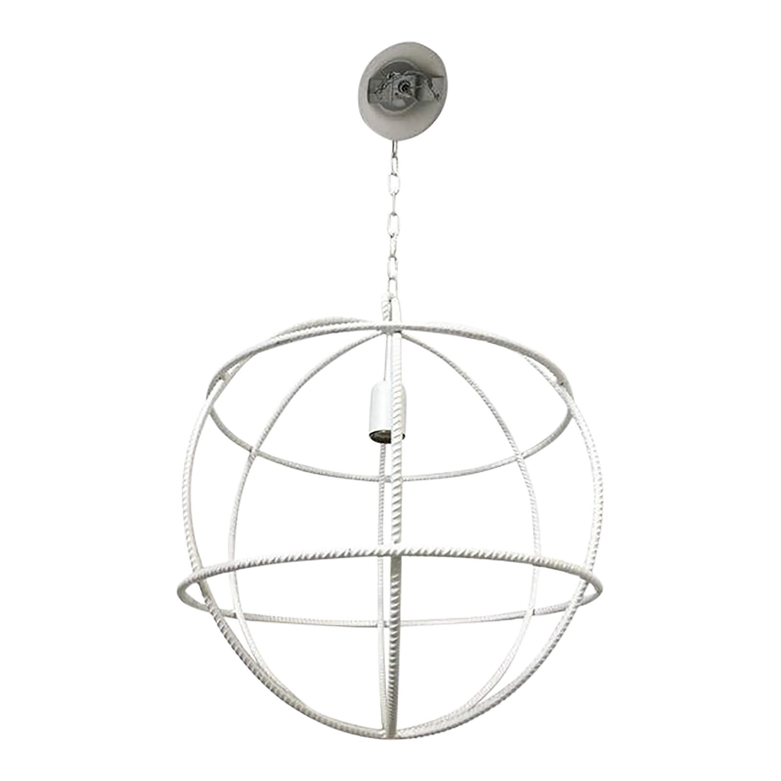 Italian Round Interlocking Spheres White Iron Pendant Light | Chairish