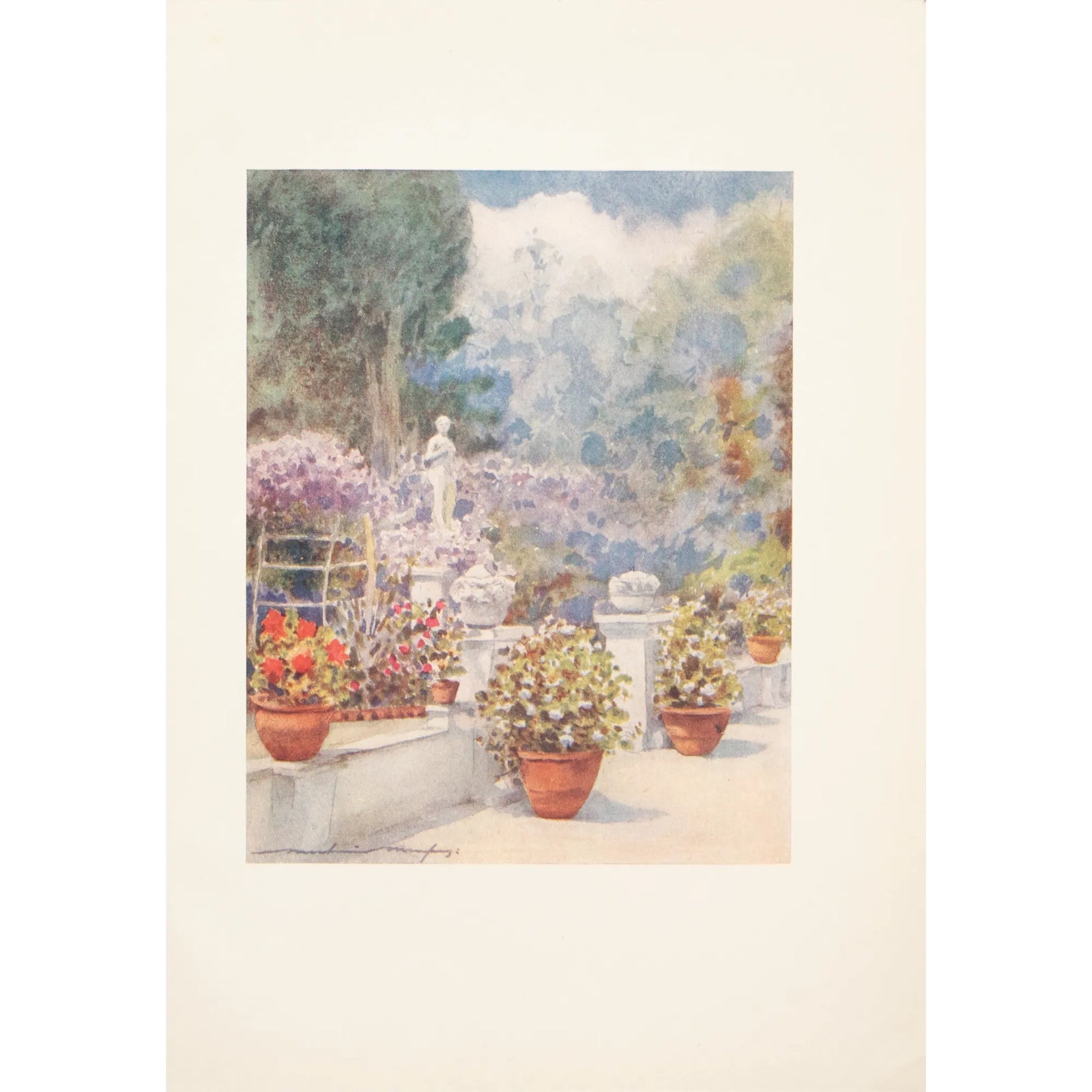 1912 Mortimer Menpes "Mrs Eden's Garden in Venice", Original Full-Color ...