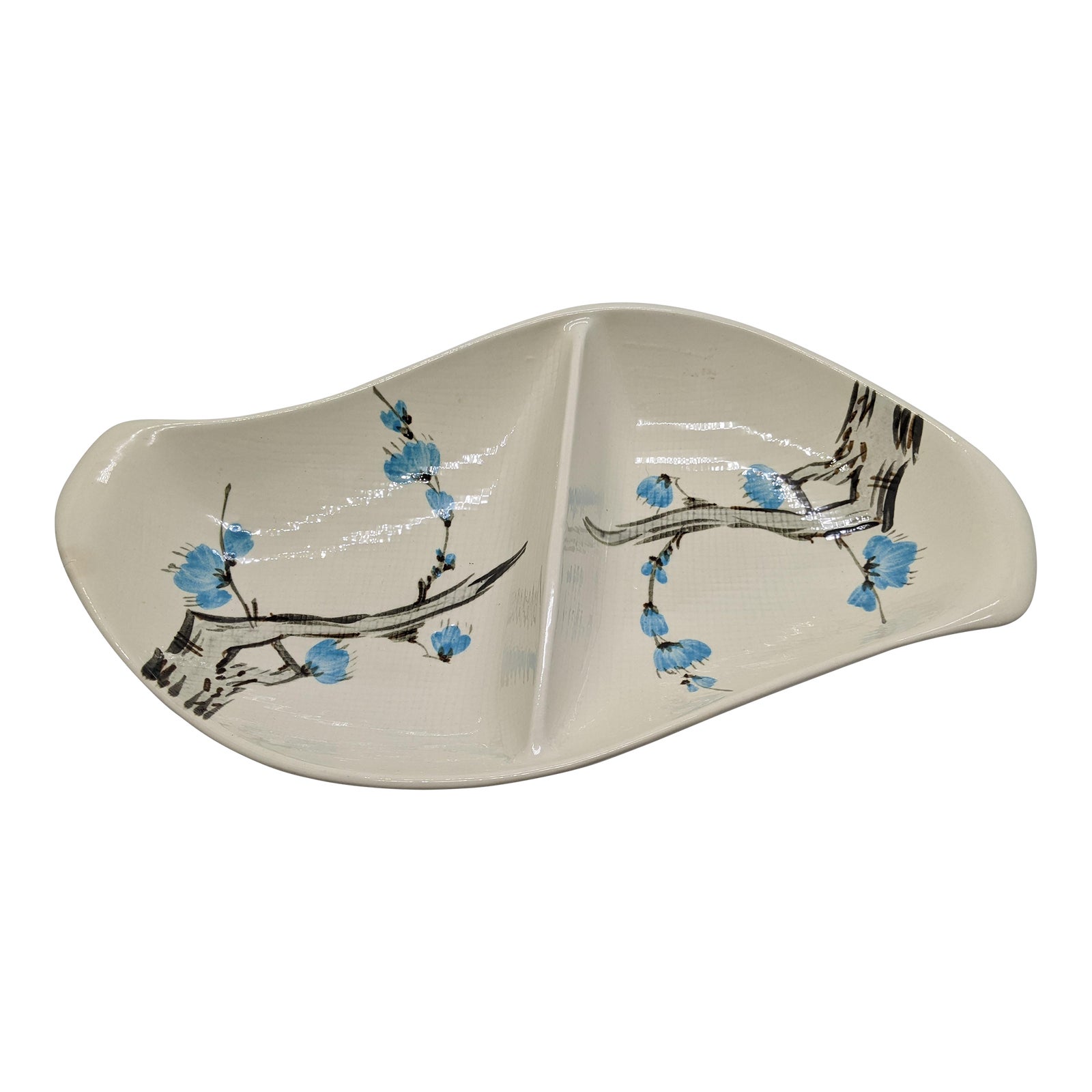 1950s Red Wing Pottery Driftwood Divided Serving Dish | Chairish