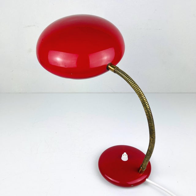 1970s Mid-Century Red Desk Lamp Italy | Chairish