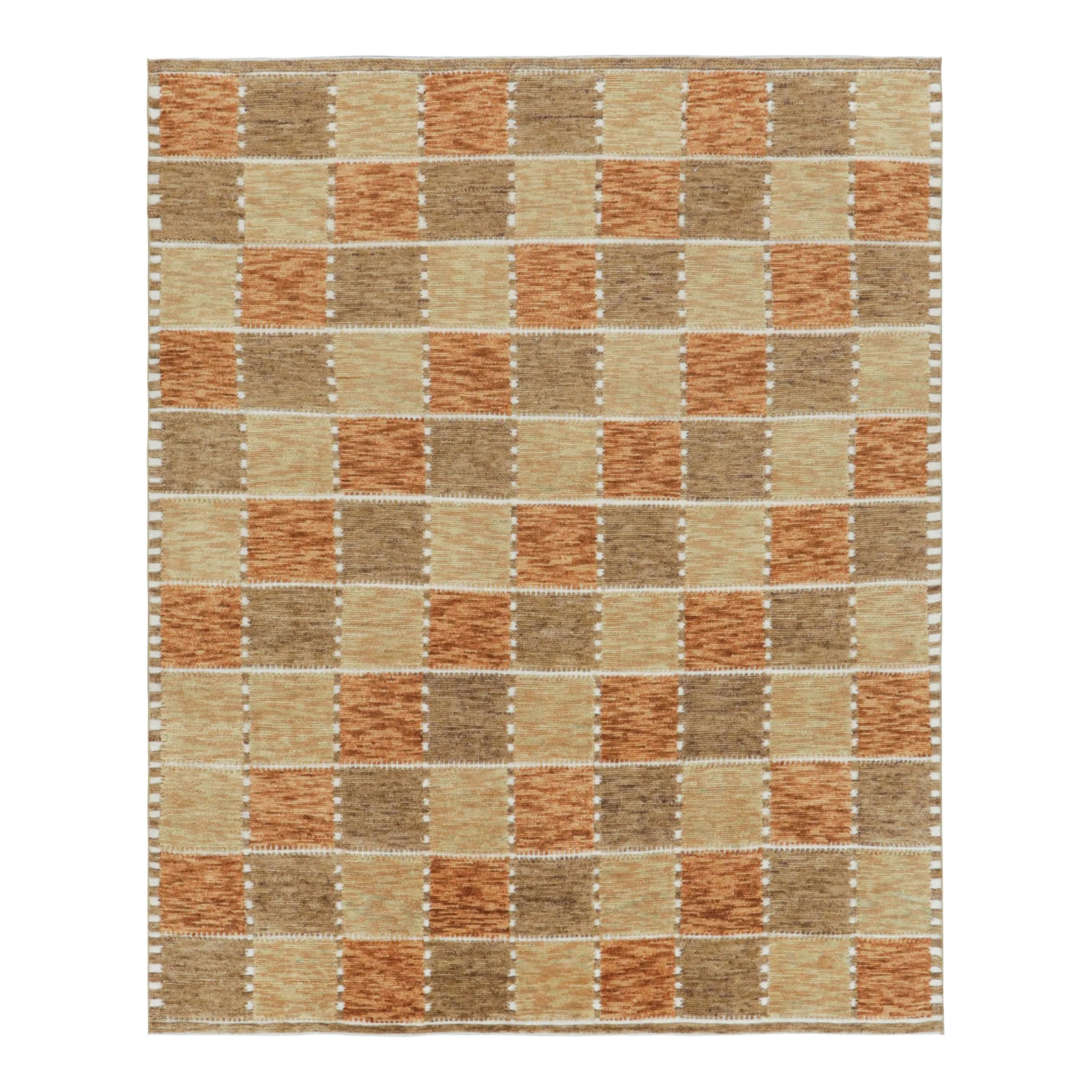 Rug & Kilim’s Scandinavian Style Rug in Beige-Brown and Rust Geometric ...