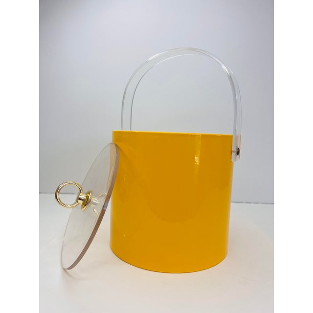 Vintage 1970s Yellow Vinyl Ice Bucket | Chairish