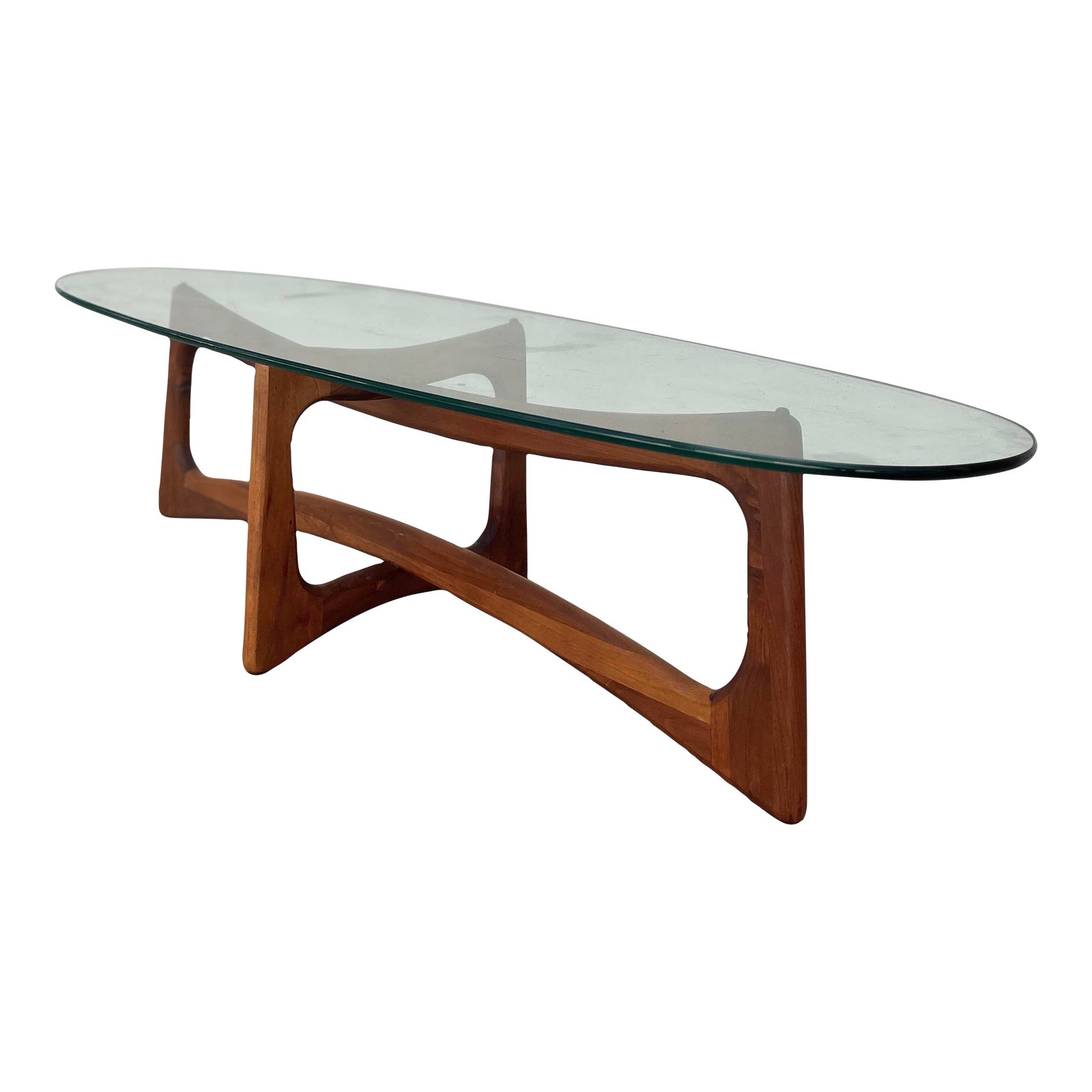 Mid Century Modern Ribbon Coffee Table With Oval Glass Top by Adrian ...