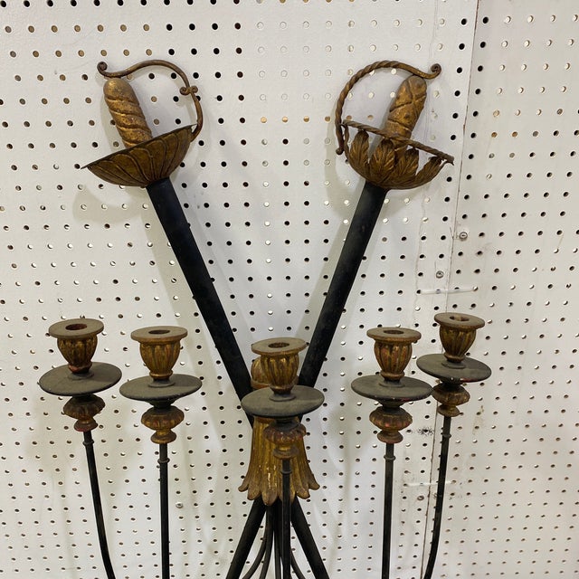 Vintage Italian Florentine Sword Gilt Tole and Metal Wall Sconce Candle ...