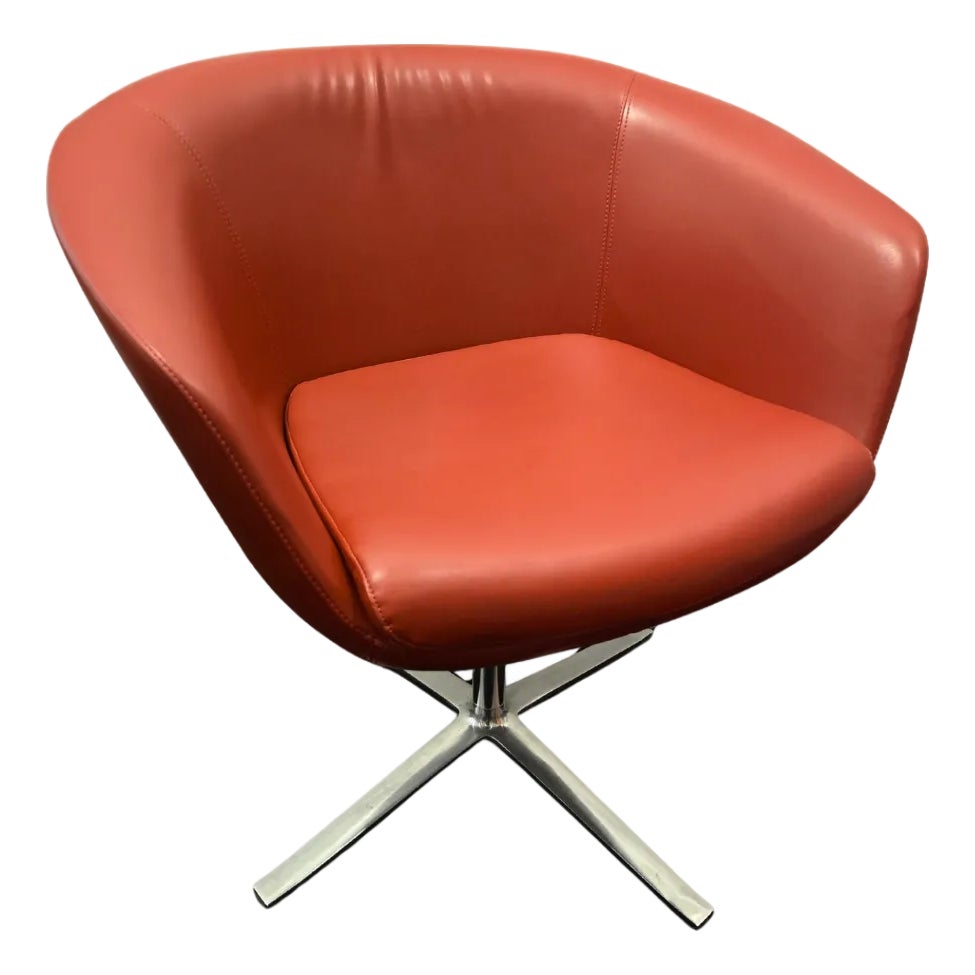 Coalesse Bob Swivel Guest Chair in Red Leather | Chairish