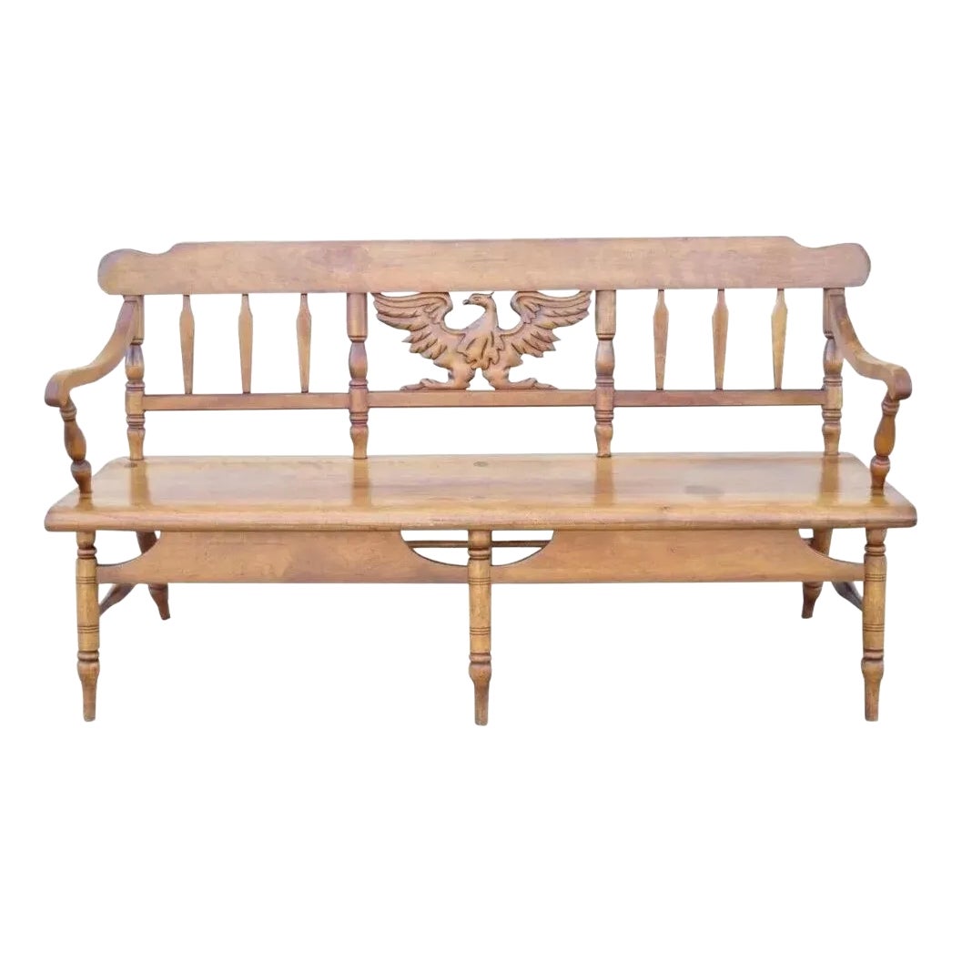 Mid 20th Century Vintage Cushman Maple Wood Carved Eagle Back Colonial ...