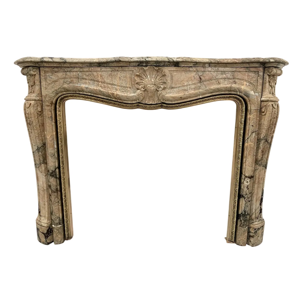 Louis XV Style Fireplace in Red Breche Marble, 19th Century | Chairish