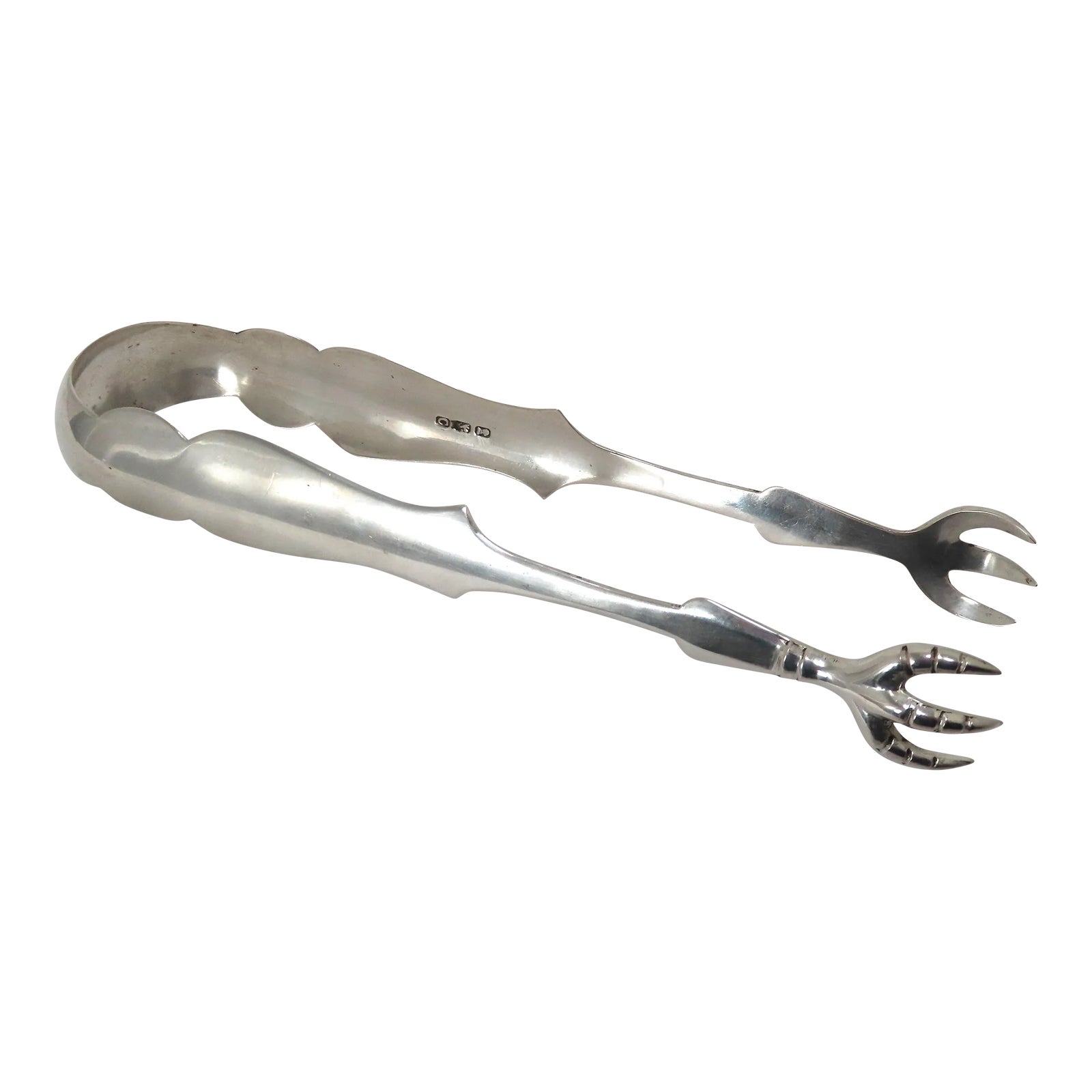 Classic 1840s American Eagle Claw Motif Coin Silver Ice Tongs by Akerly ...