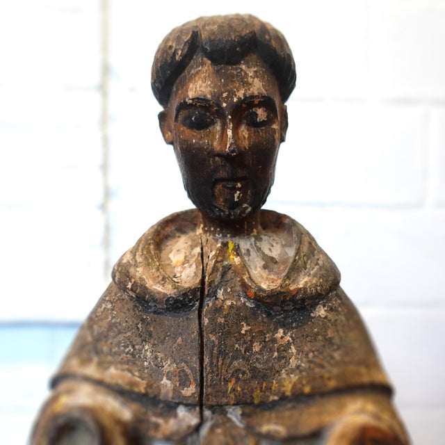 18th Century Antique Wood-Carved Santo Figure in Later Tabernacle - Set ...