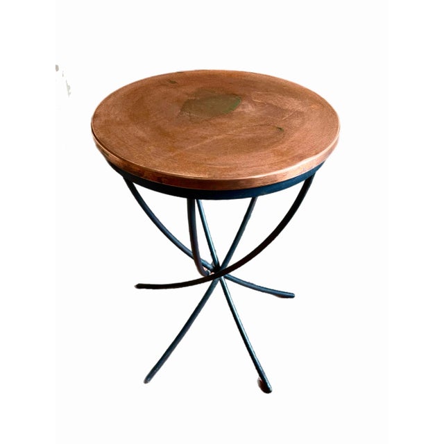 Organic Modern Copper and Wrought Iron Side Table | Chairish