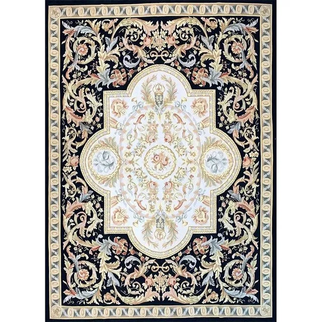 1990s Handwoven French Style Aubusson Area Rug 9’0″ X 12’5″ | Chairish