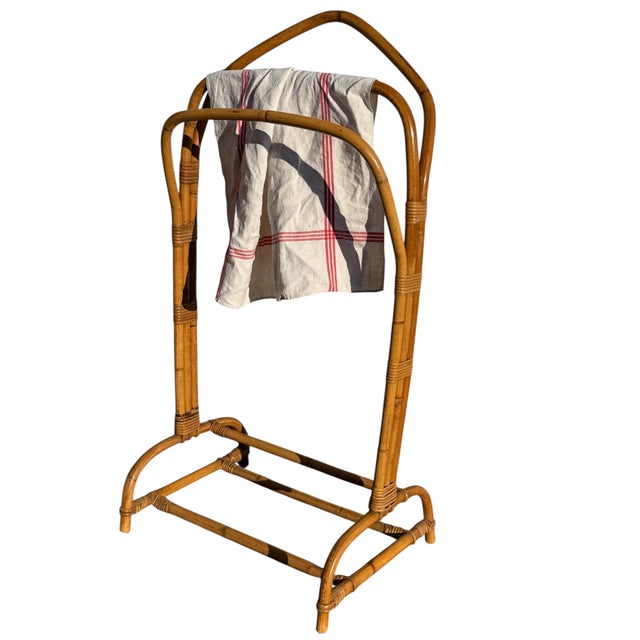 French Rattan Valet Stand, 1960s | Chairish