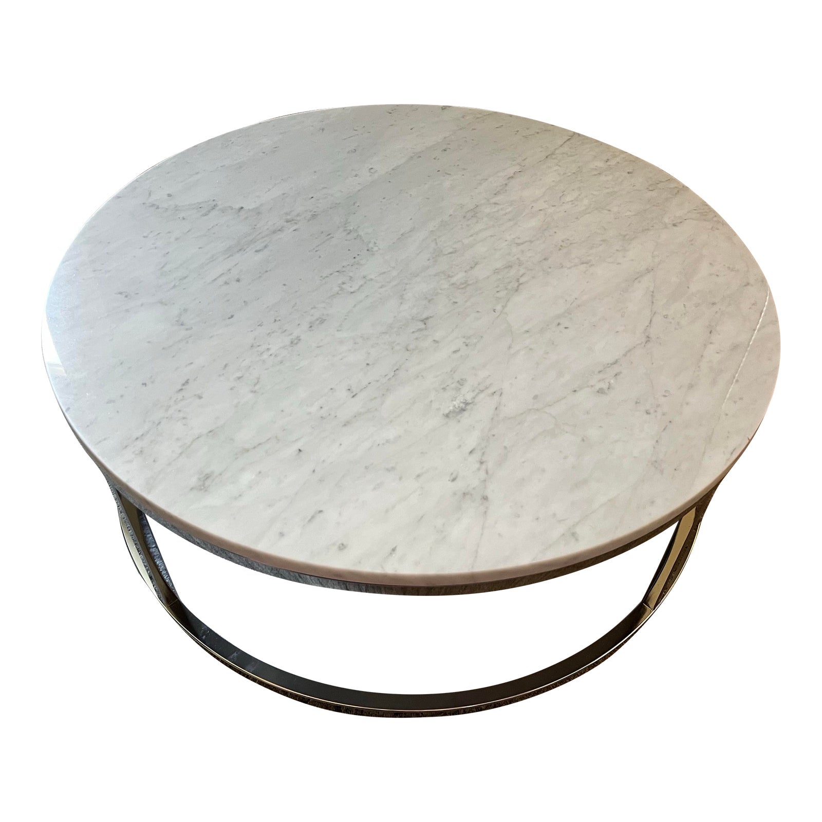 Cb2 Round Polished Marble Coffee Table With Polished Stainless Steel ...
