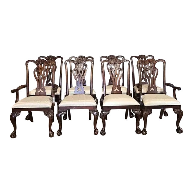 Set of 8 Maitland-Smith Mahogany Dining Room Chairs Ball & Claw Feet ...