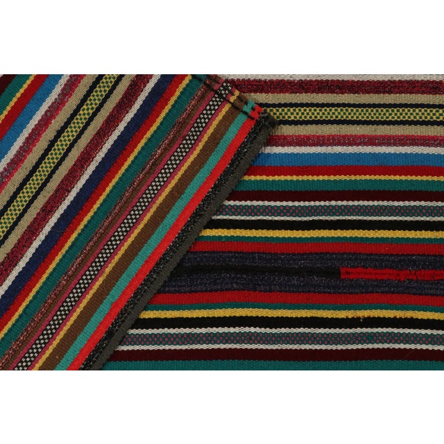 1950s Vintage Chaput Kilim Rug in Polychromatic Stripe Pattern ...