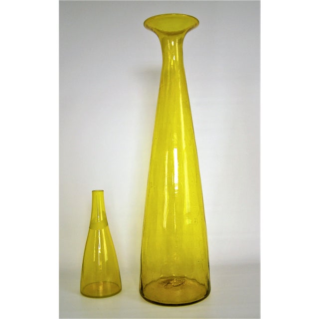 Vintage Wayne Husted Yellow Blenko Crackle Glass Architectural Floor