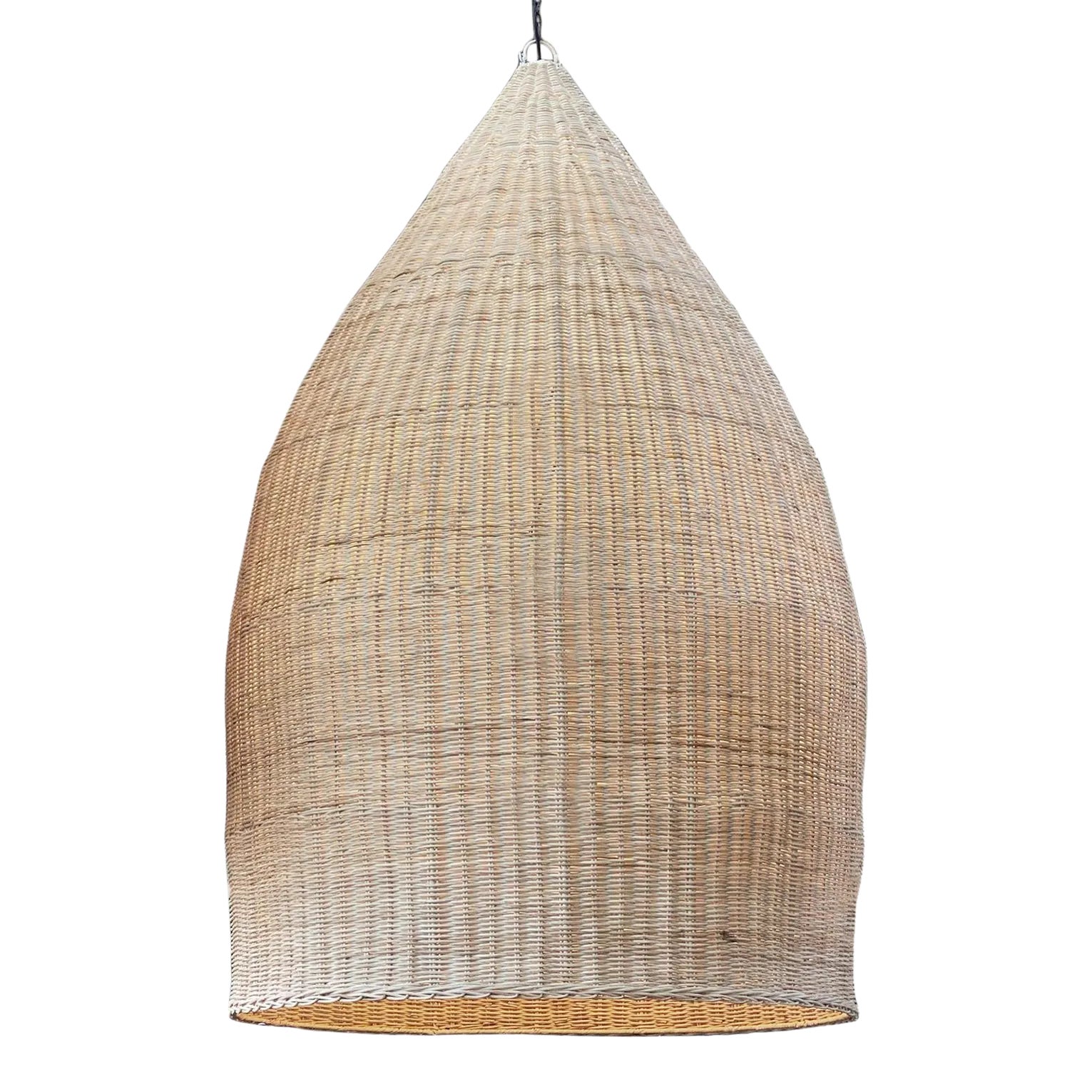 Large Contemporary Raw Rattan Pod Lantern | Chairish