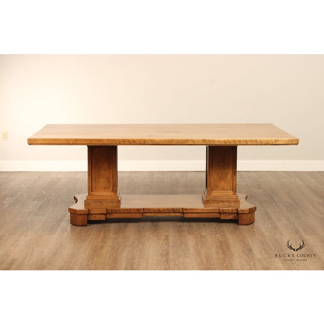 Custom Crafted Large Rustic Walnut Double Pedestal Dining Table | Chairish