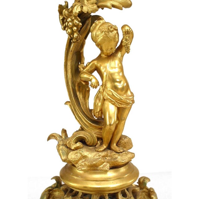 French Louis XV Style Bronze Dore Four Arm Cupid Candelabras - A Pair ...
