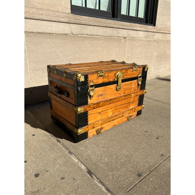 1960s Black Painted Wood with Gold Trunk | Chairish