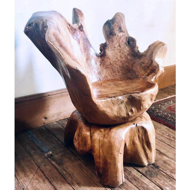 Mid-Century Organic Burlwood Shell Chair | Chairish