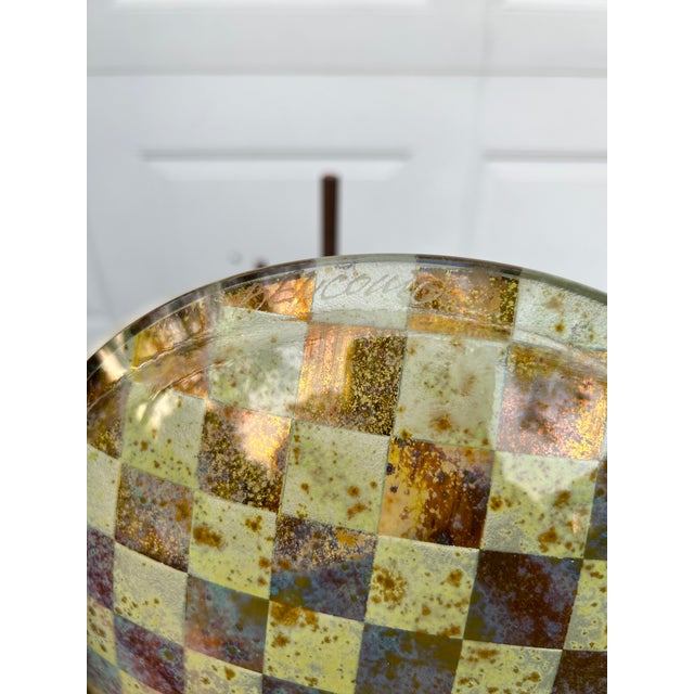 1990s Jorge Ortiz Bencomo Checkered Art Glass Plate With Metal Stand ...