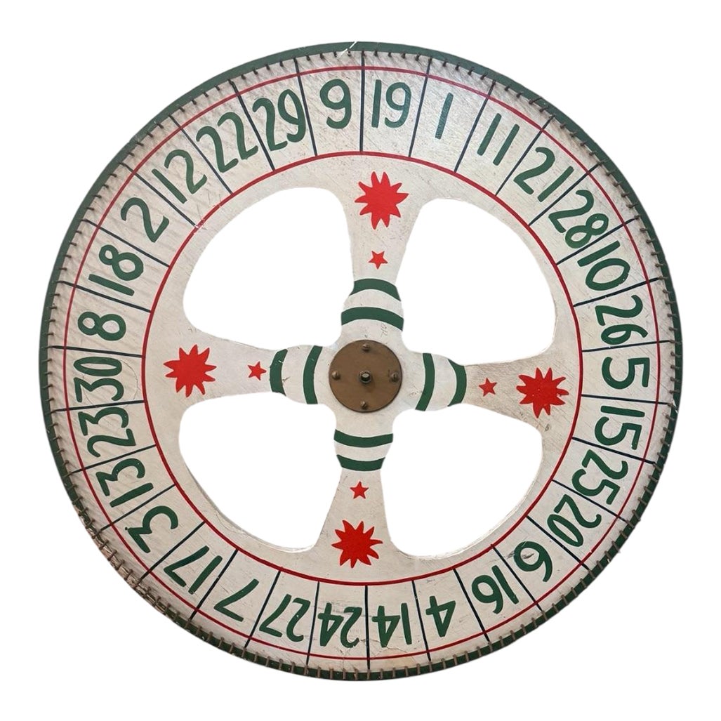Antique Hand Painted Carnival Gaming Wheel | Chairish