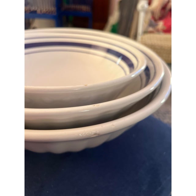 Set of 3 Blue & White Serving Mixing Bowls, Made in Italy, 1980s | Chairish
