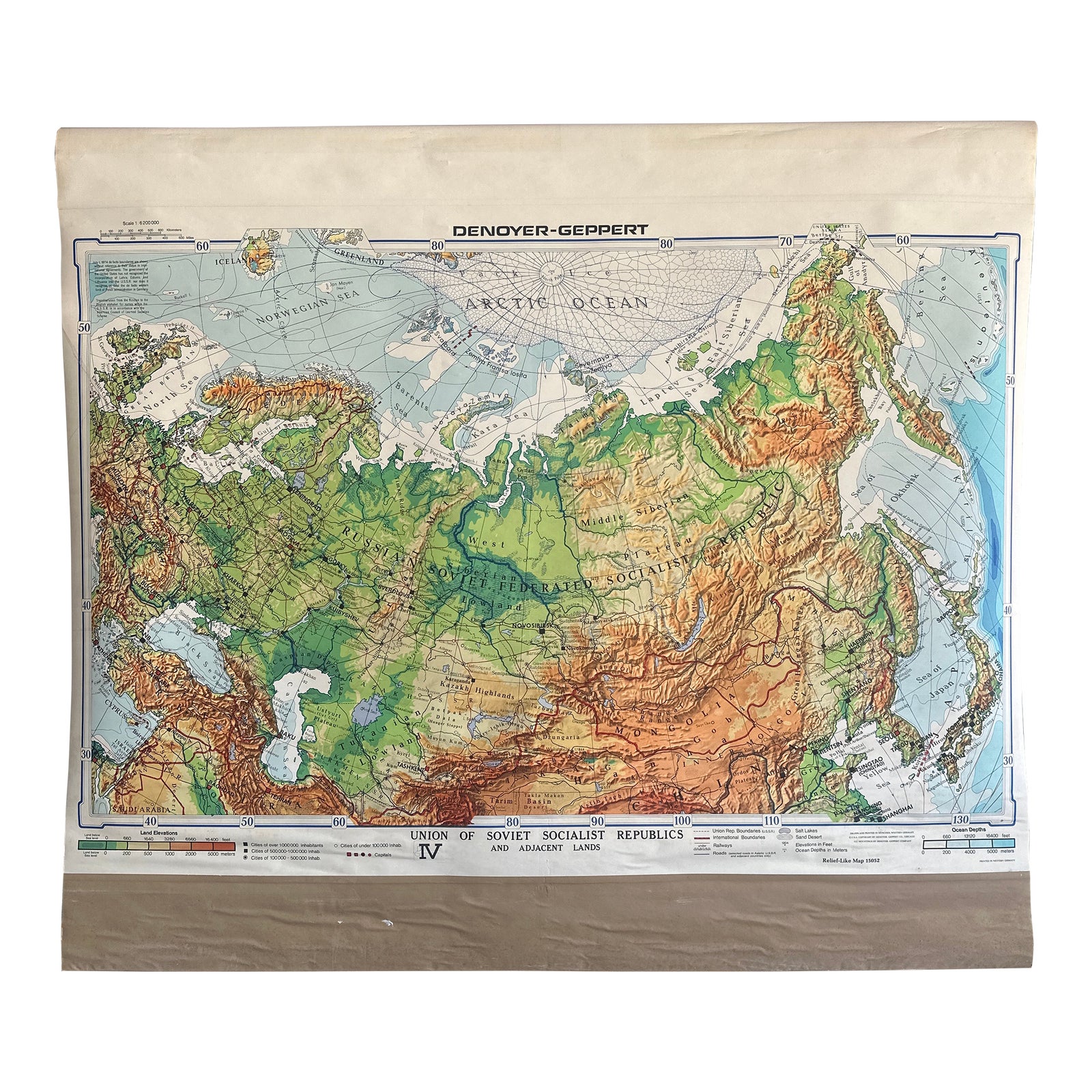Vintage Pull-Down Denoyer Geppert Map | Chairish