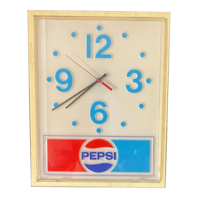 Vintage Lighted 1970s Pepsi Electric Sign Advertisement Wall Clock ...