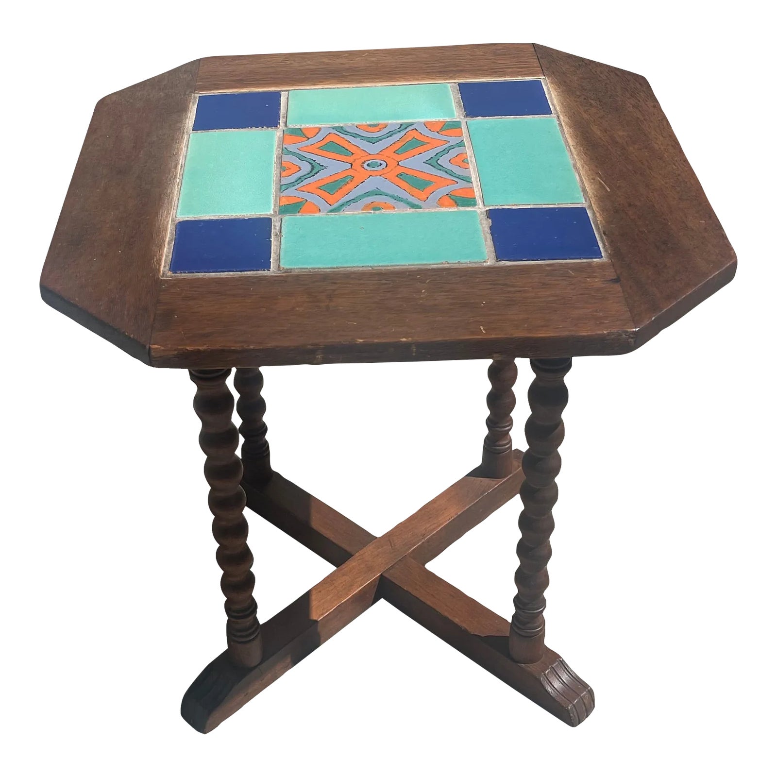 Mid 20th Century Vintage California Tile Top Table | Chairish