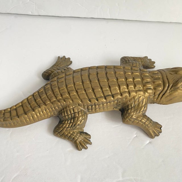 Vintage Solid Brass Alligator Crocodile Heavy Large Size Mid Century ...