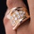 Modern Diamond Paved Gadroon 18 Karat Rose Gold Massive Ring Size 5.5 ...