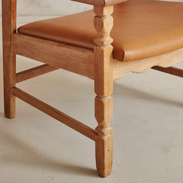 Oak + Camel Leather Razorblade Armchairs Attributed to Henning ...