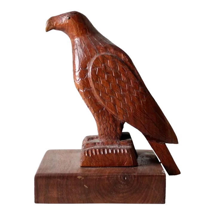 Vintage Hand Carved Wood Eagle Statue. | Chairish