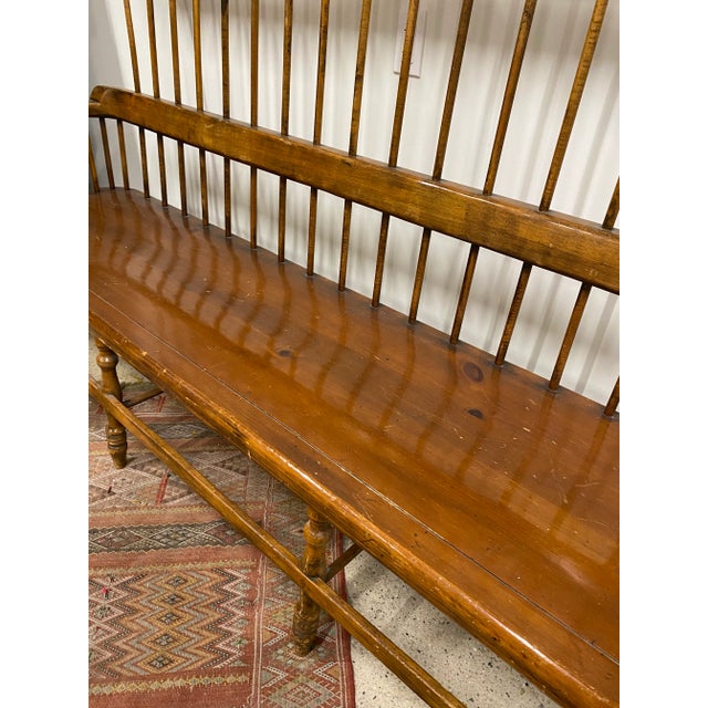 Large 1920s/30s Antique Windsor Style Wooden High Back Bench | Chairish