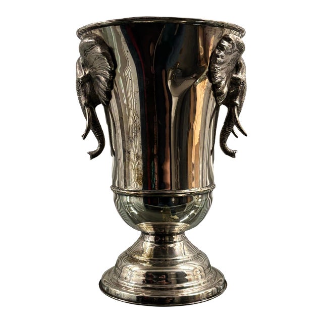 Handmade Silverplate Champagne Cooler With Elephant Head Handles | Chairish