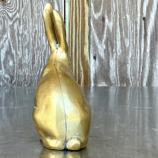 Vintage Boho Solid Brass Bunny | Chairish