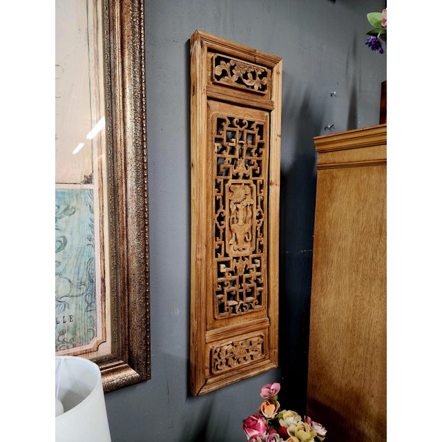 1900s Chinese Carved Wood Filigree Window Plaque | Chairish