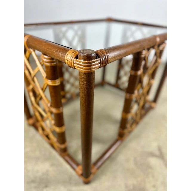 1970’s Ficks Reed StylenBamboo and Rattan Side Table With Glass Top ...